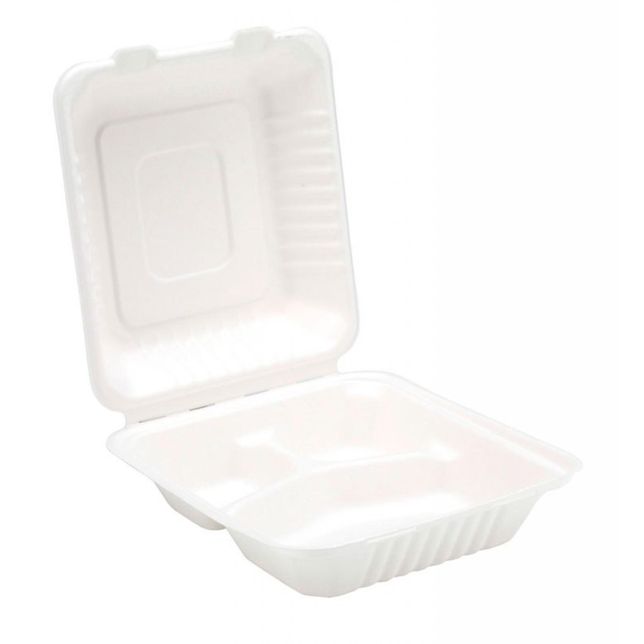9" 3 Section Meal Box Containers Compostable Bagasse
